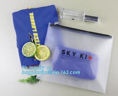 China cosmetics packaging PVC transparent k slider plastic bag with pink zipper, Slider zipper Gusset Bag Cosmetic PVC B for sale