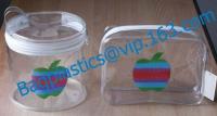 China clear cylinder circular promotional storage pvc zipper closure cosmetic bags, barrel bags, cylinder packing vacuum cup p for sale