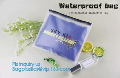 China Eco-friendly Clear Travel EVA Cosmetic Bag with Slider Zipper Closure, matte slider printing customized frosted pvc bag for sale