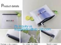 China Eco-friendly Clear Travel EVA Cosmetic Bag with Slider Zipper Closure, matte slider printing customized frosted pvc bag for sale