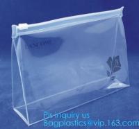 China MultiColor Plastic Slider Zipper Bags, logo printing pvc small zip transparent bag, Standup Cosmetic PVC Bag With Slider for sale