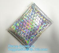 China Poly Bubble Mailer with Zip on Top Glitter Make Up Bags,Metallic Glossier Pink Cosmetic Packing k Bubble Pouch Sli for sale