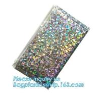 China Poly Bubble Mailer with Zip on Top Glitter Make Up Bags,Metallic Glossier Pink Cosmetic Packing k Bubble Pouch Sli for sale