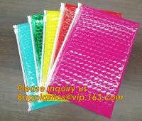 China Factory Shiny Rose Gold Silver Cosmetic Zipper Bubble Bag Pink Bubble Bag With Slider, Padded Pink Zipper Lock PE Bag for sale