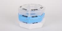 China One week 7 compartments round shaped plastic pill organizer, Travel plastic pill containers 7 compartment space planner for sale