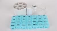 China 28 compartment column shape plastic pill storage box with pill crush box, Conventional eco-friendly 4 grids plastic trav for sale