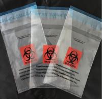 China printing self adhesive biohazard waste bag, autoclave biohazard specimen transport bag, Medical Biohazard Plastic Poly B for sale