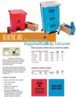 China Colored medical waste bags biohazard garbage plastic bags on roll with warning logo, Flat top recycling colored biohazar for sale
