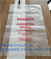 China PE asbestos yard waste bags,hazard waste disposal bags,Customized danger warning printing clear polythene LDPE asbestos for sale