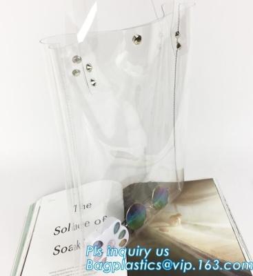 China women`s PVC shoulder handbags satchel tote shopping bags, waterproof transparent jelly beach shopping shoulder bag for w for sale