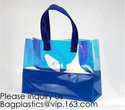 China Vinyl Transparent PVC Gusset Bag Plastic Tote Shopping Bag For Packaging TPU Laser Makeup Handbag PVC Cosmetic Shopping for sale