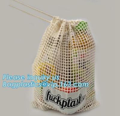 China Factory wholesale reusable long handle cotton net produce bag,cotton net shopping bags for vegetables fruits bagease for sale