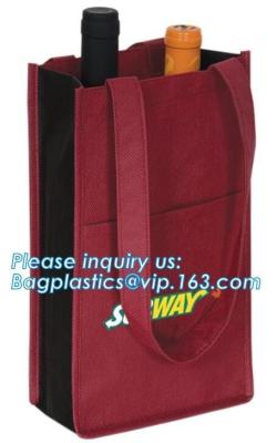 China non woven wine tote bags, single bottle size, 6 bottle bag, 8 bottle bags, Big size Non woven bag 100 gsm, bagease pack for sale