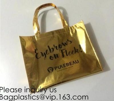 China Durable Reusable Reusable Glossy Environmentally Friendly Tote Bags Non-Woven Gift Bag Promotional Bag Silvery for sale