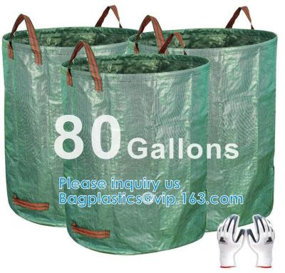 China Reuseable Heavy Duty Gardening Bags Lawn Pool Garden Leaf Waste Bag Collapsible Canvas Portable Grass Bin Landscape tote for sale