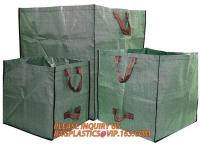 China Square Bottom Green Leaf Collector Biodegradable Garden Bags PP WOVEN Fabric garden waste sacks with handles for sale