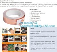 China Adhesive Backed Copper Foil Tape Electrically Conductive for glass/EMIElectrically Conductive Copper Foil Tape bagease for sale