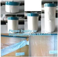 China Disposable car protection pre-taped paint plastic masking film, PE material soft hardness protective plastic masking fi for sale