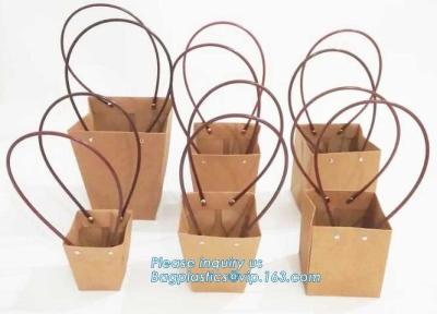 China kraft paper laminated flower paper packaging carrier bag,Packing Colorful Waterproof Kraft Paper Gift Carrier Flower Bag for sale