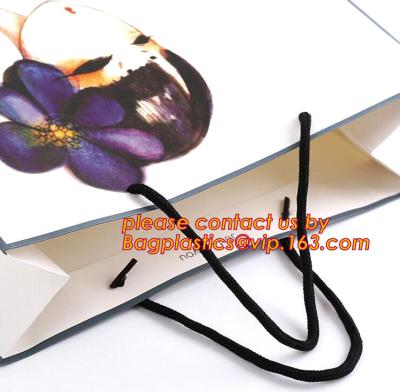 China Recycle eco friendly Brown flat bottom shopping kraft paper bag With Paper Handle, Recyclable luxury style printed gift for sale