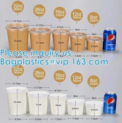 China Eco Friendly Disposable Takeaway Food Container Kraft Paper Noodle Bowls Hot Soup Cup With Paper Flat Lid for sale