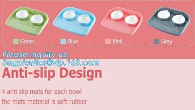 China Chinese supplier wholesale cheap paw print rounded travel pet bowl food feeding plastic dog bowl, Double stainless steel for sale