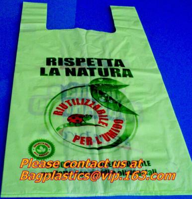 China Eco Friendly Compostable Packaging 100% Biodegradable Corn Starch Shopping T-Shirt Bags For Carry Out for sale