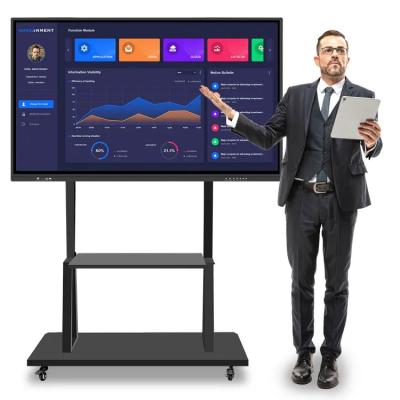 China 86-inch Digital Smart Interactive Whiteboard with 4K H.265 Video Support and Dual Windows/Android Systems for Video Meetings for sale