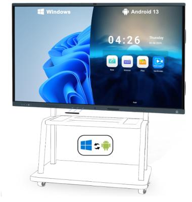 China 86-inch 4K Smart Interactive Whiteboard with Android Windows Dual System and 20-Point Touch for sale
