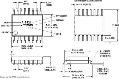 China Compact SO-16 Package Broadcom ACPL-355JC-000E 10A Gate Drive Optocoupler for Motor Control and Inverter Applications for sale