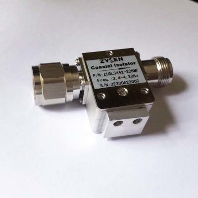China 3.4 To 4.2GHz 22dB Coaxial Isolator N Male Connector for sale
