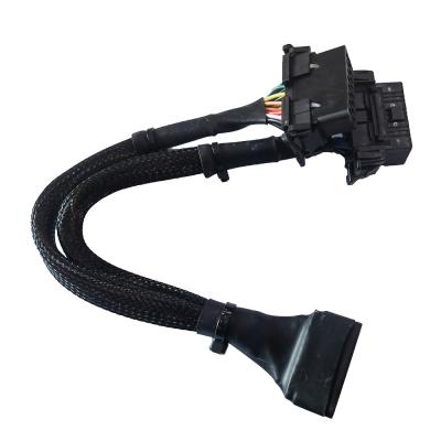 China 16 Pin OBD2 Y Cable Splitter - 30cm Dual Female Adapter with Custom Pin Assignment for Automotive Diagnostics for sale
