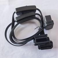 China OBD2 Male to Dual Female Splitter Cable with Switch - 60cm Flat Ribbon Design for Automotive Diagnostics for sale
