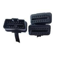 China OBD2 Male to Dual Female Splitter Cable with Switch - 60cm Flat Ribbon Design for Automotive Diagnostics for sale