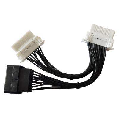 China OBD2 16 Pin 1 to 2 Y Female Splitter Extension Cable 15cm for TOYOTA Vehicles for sale