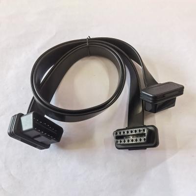 China OBD2 Male to Dual Female Y Flat Wire Splitter Extension Cable 50cm with Custom Pin Assignment for Automotive Diagnostics for sale