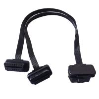China OBD2 Y-Splitter Cable 30cm Male to Dual Female Flat Thin Design for Automotive Diagnostics for sale