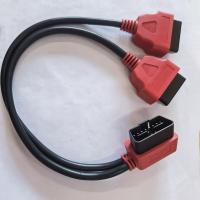 China OBD2 Male to 2 Female Extension Adapter Cable 30cm Red Core with Custom Pin Assignment for sale