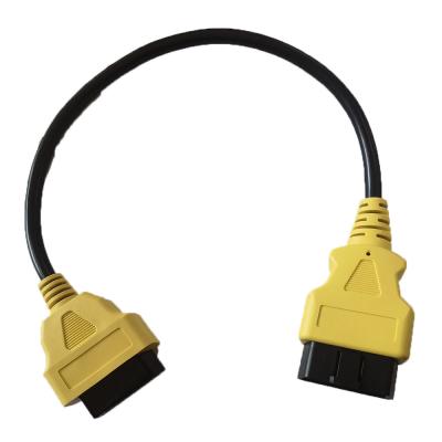 China 12V/24V OBD2 16-Pin Extension Cable 30cm with Brass Connectors and ABS Housing for Automotive Diagnostics for sale