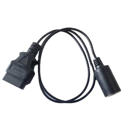 China OBD2 Power Adapter Cable - Straight Head Male to Cigarette Lighter Female Socket, 100cm Length, Universal Vehicle Compatibility for sale