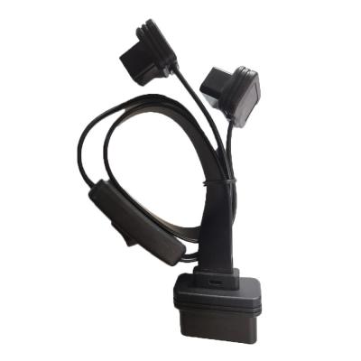 China OBD2 One-to-Two Extension Cable with Switch 35cm for Car Diagnostics - Universal Vehicle Compatibility for sale