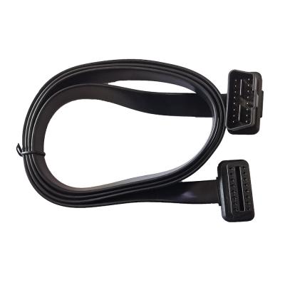 China PA66 Flat OBD2 Diagnostic Extension Cable 100cm with Custom Pin Assignment for Automotive Testing for sale