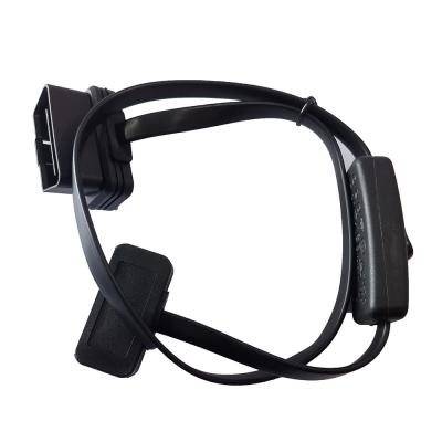China 16-Pin OBD2 Extension Cable with Switch - 60cm Flat Ribbon Diagnostic Cable for Automotive Testing for sale