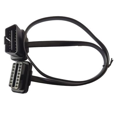 China 100cm OBD2 Extension Cable Male to Female Flat Wire for Automotive Diagnostics with Custom Pin Assignment for sale