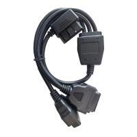 China OBD2 16-Pin Diagnostic Extension Cable - 1 Male Elbow to 3 Female Ports, 50cm Length with Custom Pin Assignment for sale