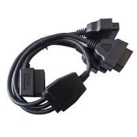 China OBD2 16-Pin Diagnostic Extension Cable - 1 Male Elbow to 3 Female Ports, 50cm Length with Custom Pin Assignment for sale