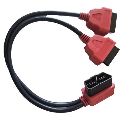China OBD2 Male to 2 Female Diagnostic Splitter Cable 30cm with Custom Pin Assignment for Automotive Testing for sale