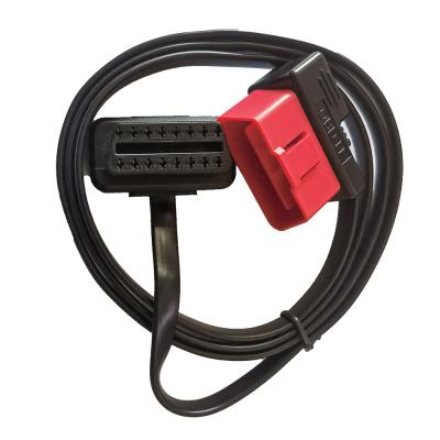 China Flat Ribbon OBD Diagnostic Cable 8-Core 16-Pin Male to Female Extension 100cm for Automotive Testing for sale