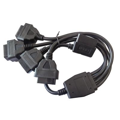 China OBD2 16-Pin 1 Male to 3 Female Extension Diagnostic Cable 50cm for Automotive Testing for sale