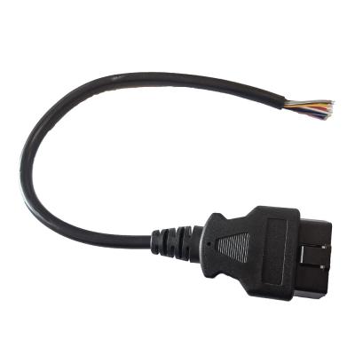 China 16 Pin OBD2 Female to Open Cable 30cm Automotive Diagnostic Interface with Custom Pin Assignment for sale